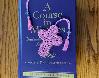 Handmade Crochet Cross Bookmark With Beads, Charm and Tassel ...
