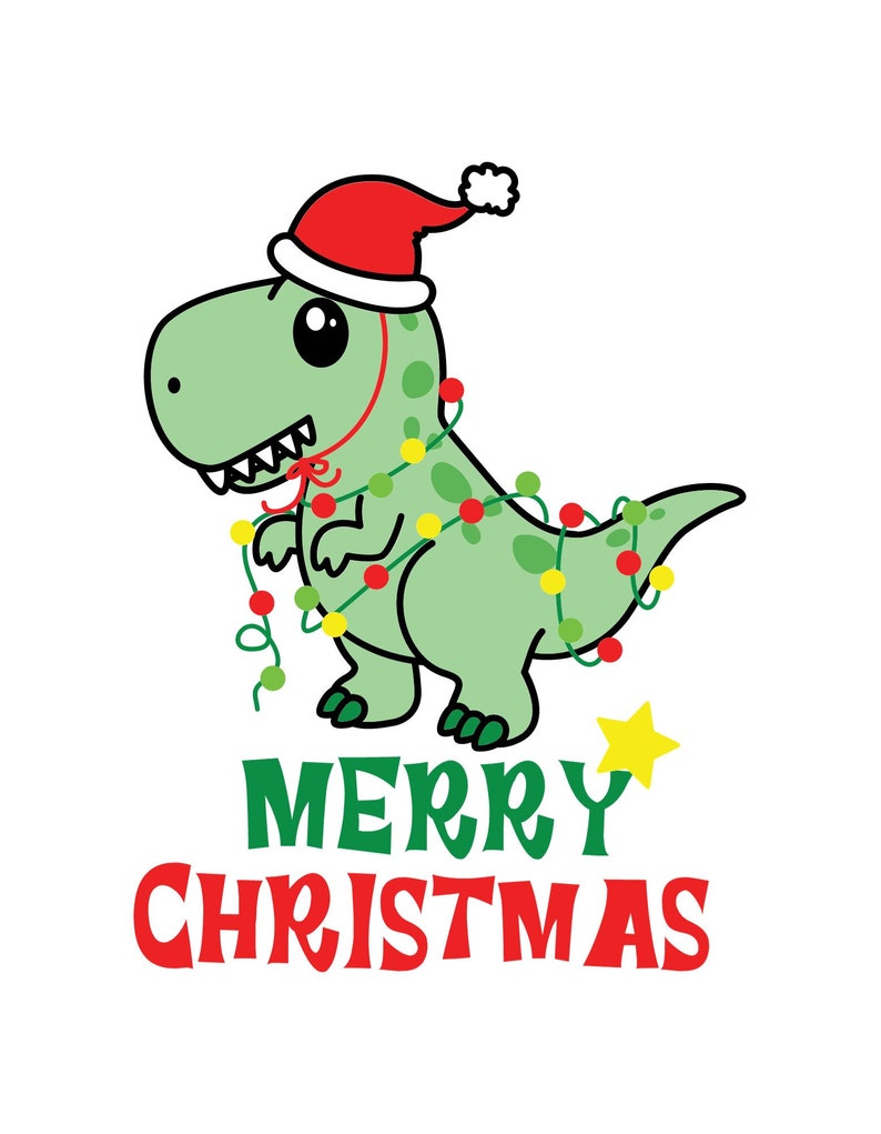 Dino Merry Christmas SVG PNG JPEG - Etsy
