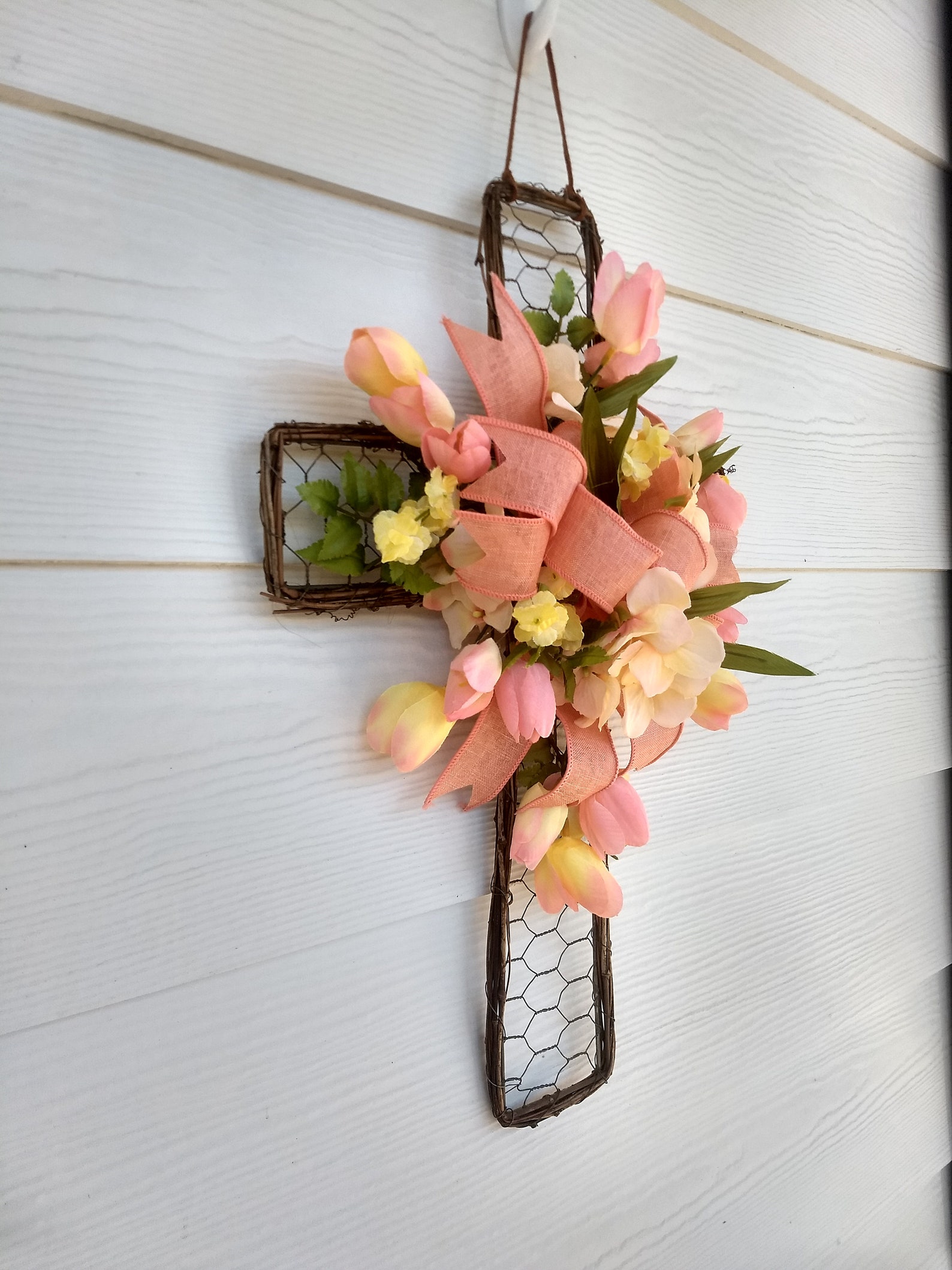 Spring/summer Cross Wreath Cross Wreath Floral Cross Wreath - Etsy