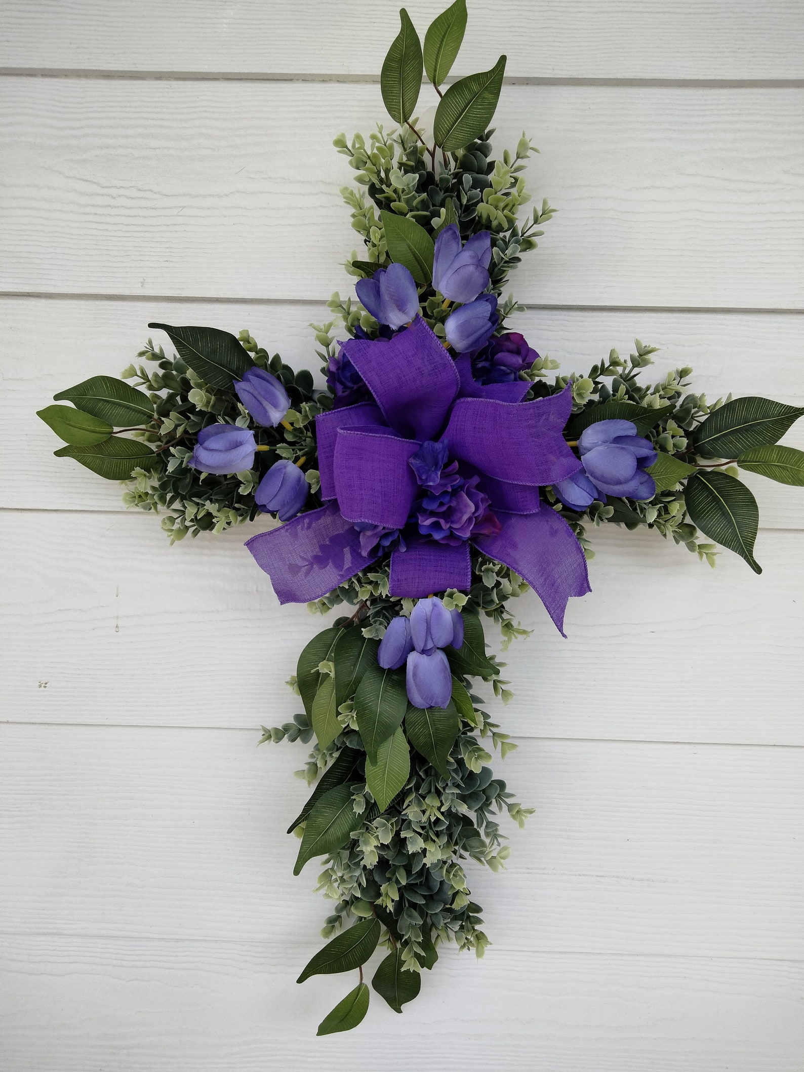 Spring/easter Cross Wreath, Cross Wreath, Floral Cross Wreath ...