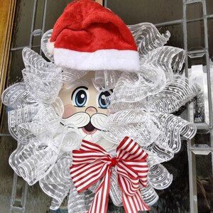 Santa Claus Wreath, Snowball Mesh, Holiday Door Decor - Etsy
