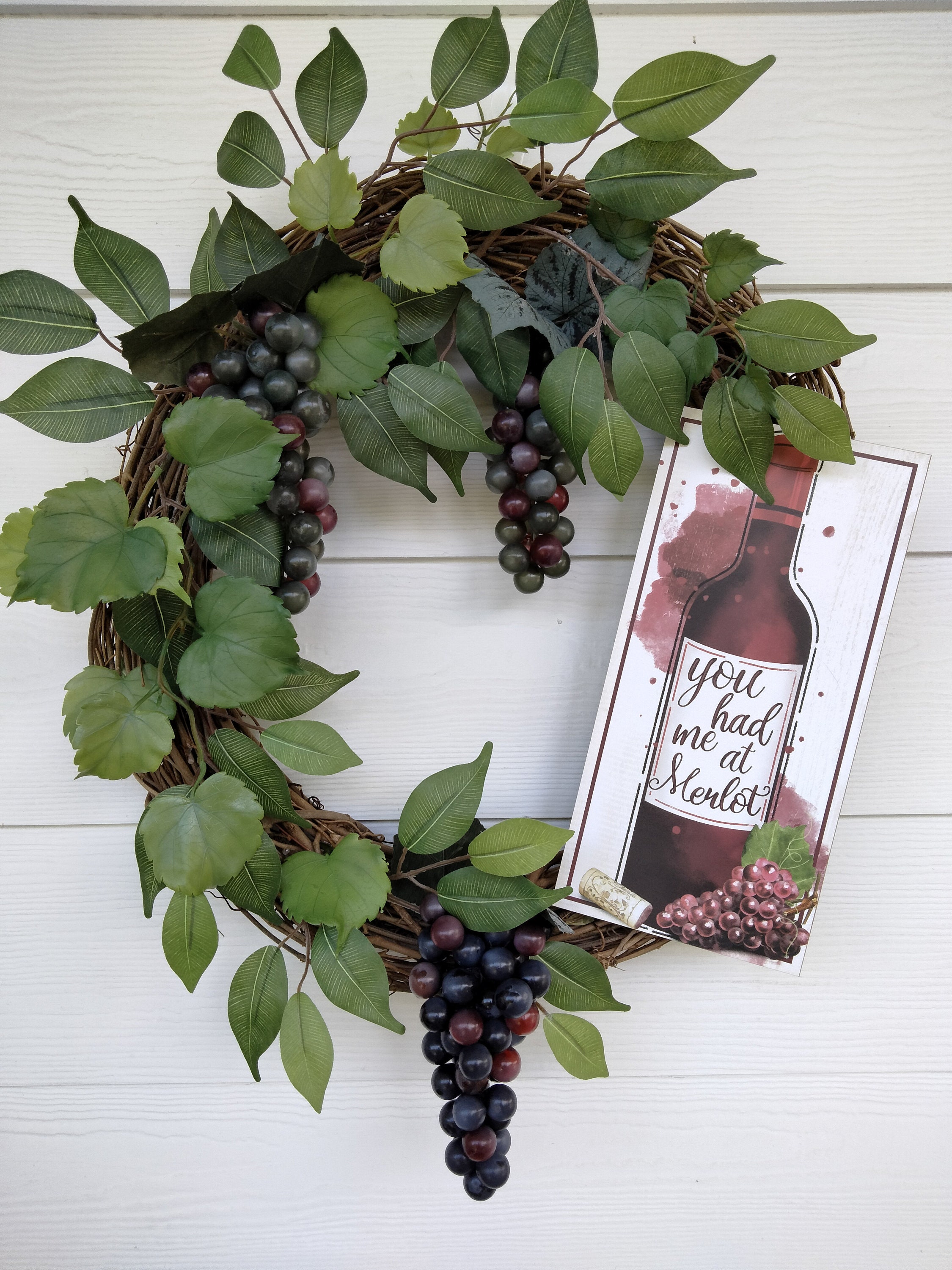 Wine Wreath, Gift for Wine Lover, Everyday Wreath, Wine Decor, Wine ...