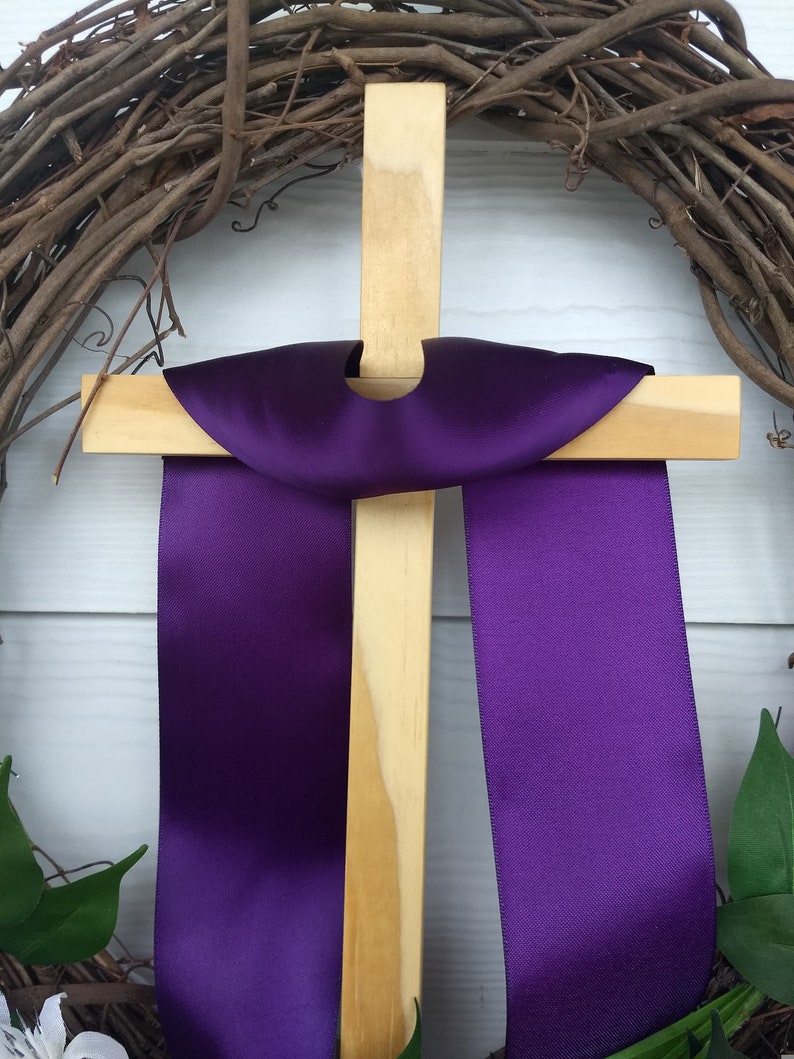 Easter Wreath With Cross and Easter Lilies, Draped Cross Wreath, Cross ...
