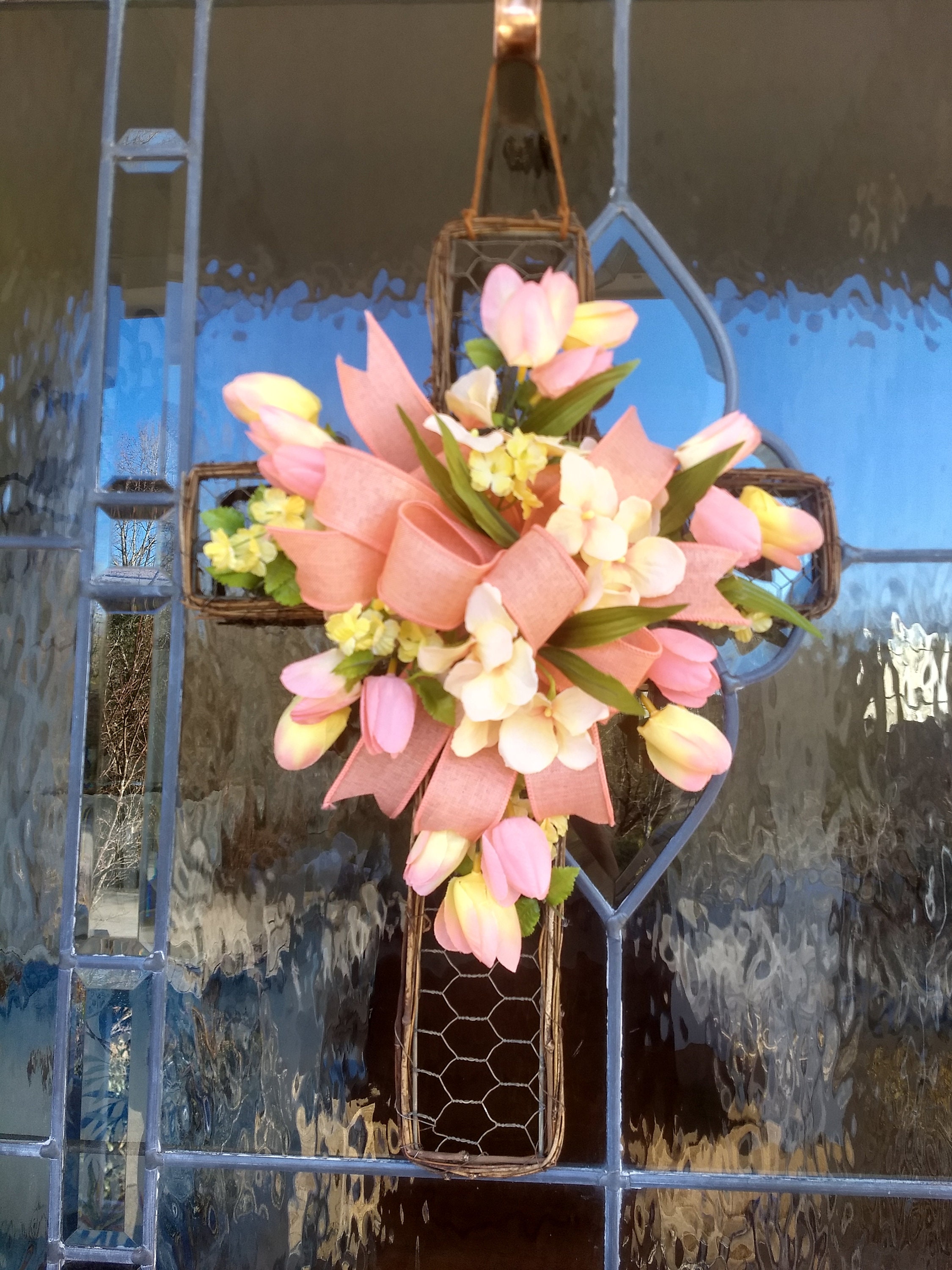 Spring/summer Cross Wreath Cross Wreath Floral Cross Wreath - Etsy