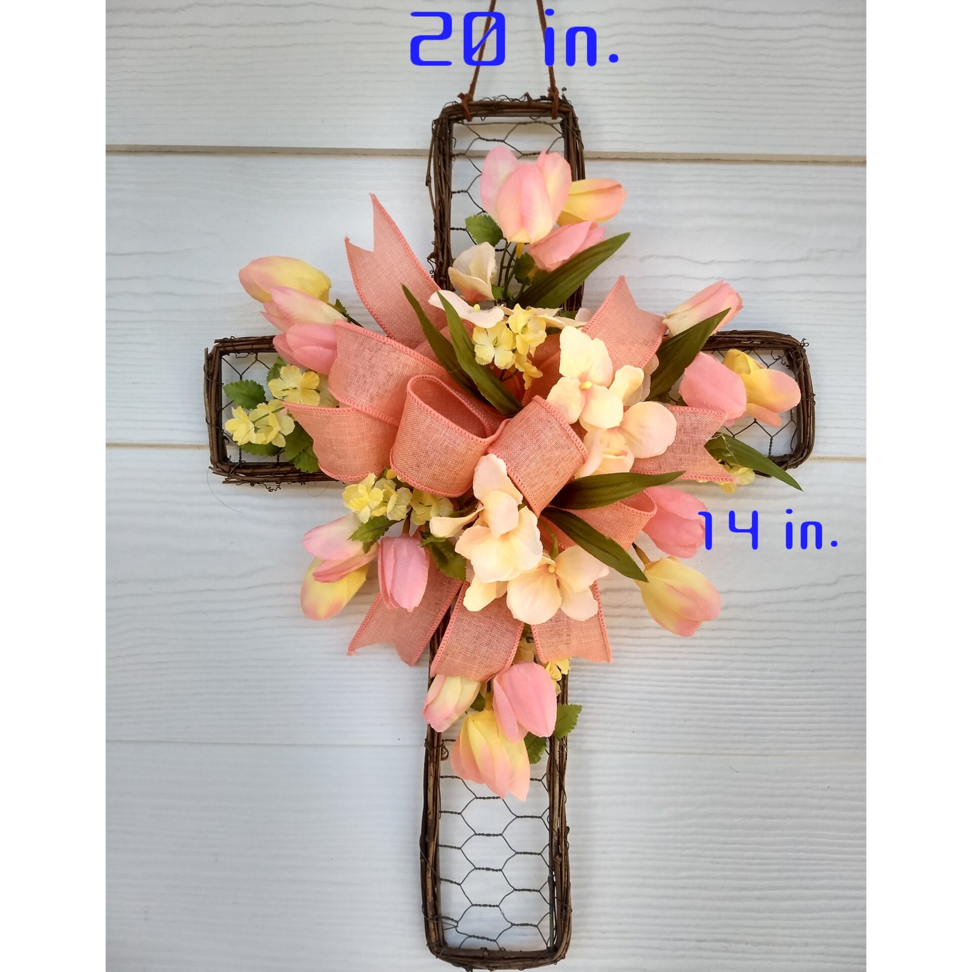 Spring/summer Cross Wreath Cross Wreath Floral Cross Wreath - Etsy