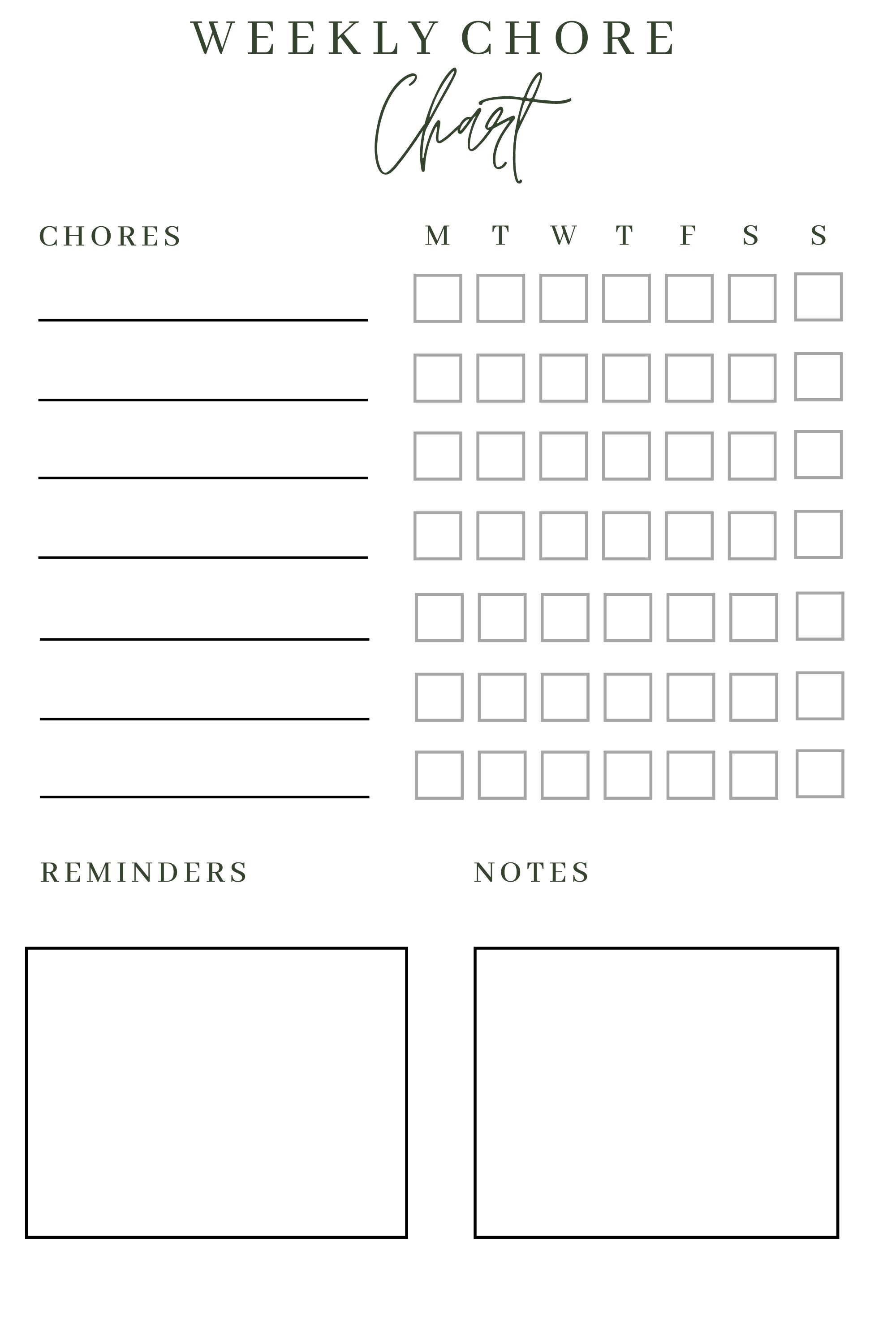 A5 Weekly Printable Chore Chart, Family Chore Chart, Weekly Chore Chart ...