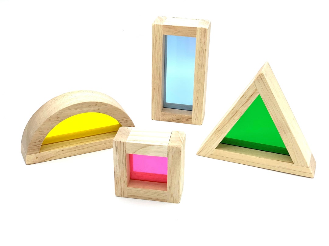4 Pack Large Wooden Rainbow Shape Blocks Montessori Nursery - Etsy UK