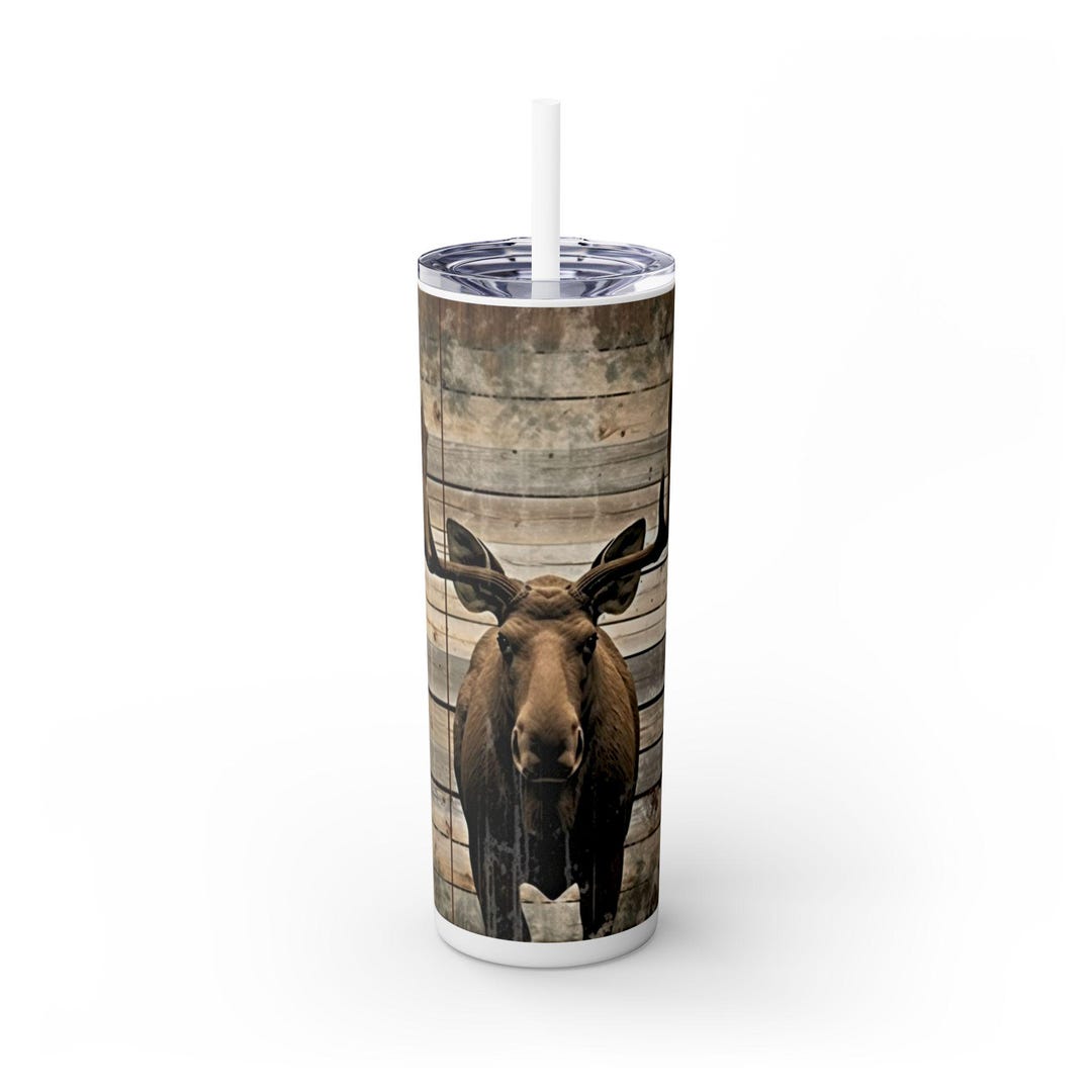 Rustic Moose Skinny Tumbler With Straw, 20oz - Etsy
