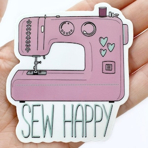 Sew Happy Sticker Waterproof Sticker Sewing Machine Sticker Sewing ...