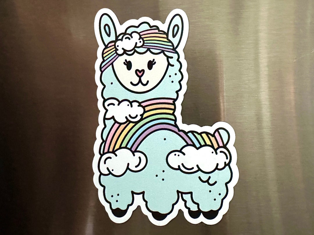Rainbow Skies Little Miss Llama Magnet | Llama Gift | Cute Magnets ...