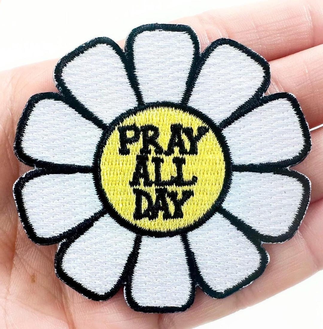 Pray All Day Flower Embroidered Iron-on Patch | Christian Patch ...