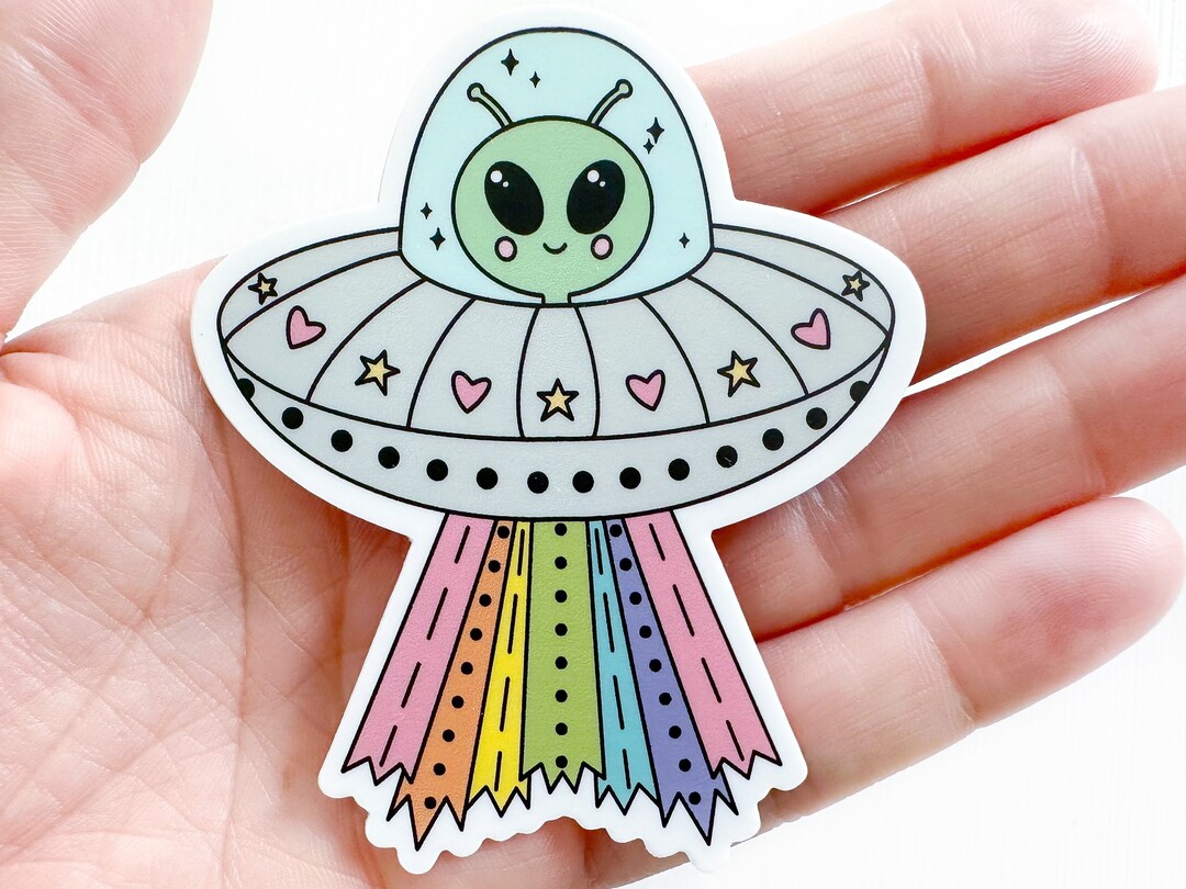 Alien Sticker | Waterproof Sticker | UFO Sticker | Alien Gift | Cute ...