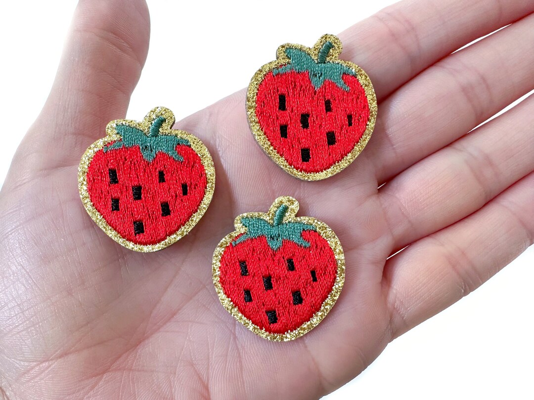 Strawberry Embroidered Sticker Patches With Glitter Edges | Sticker ...