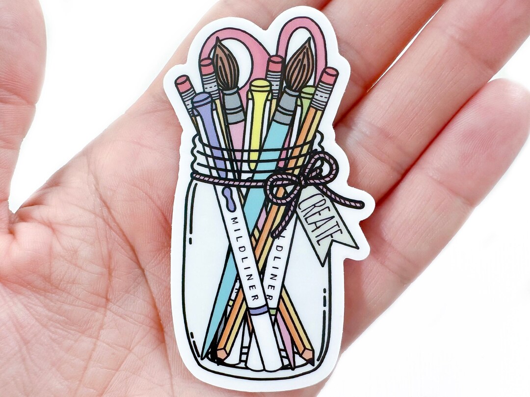 Mason Jar Art Supplies Sticker | Waterproof Sticker | Create Sticker ...