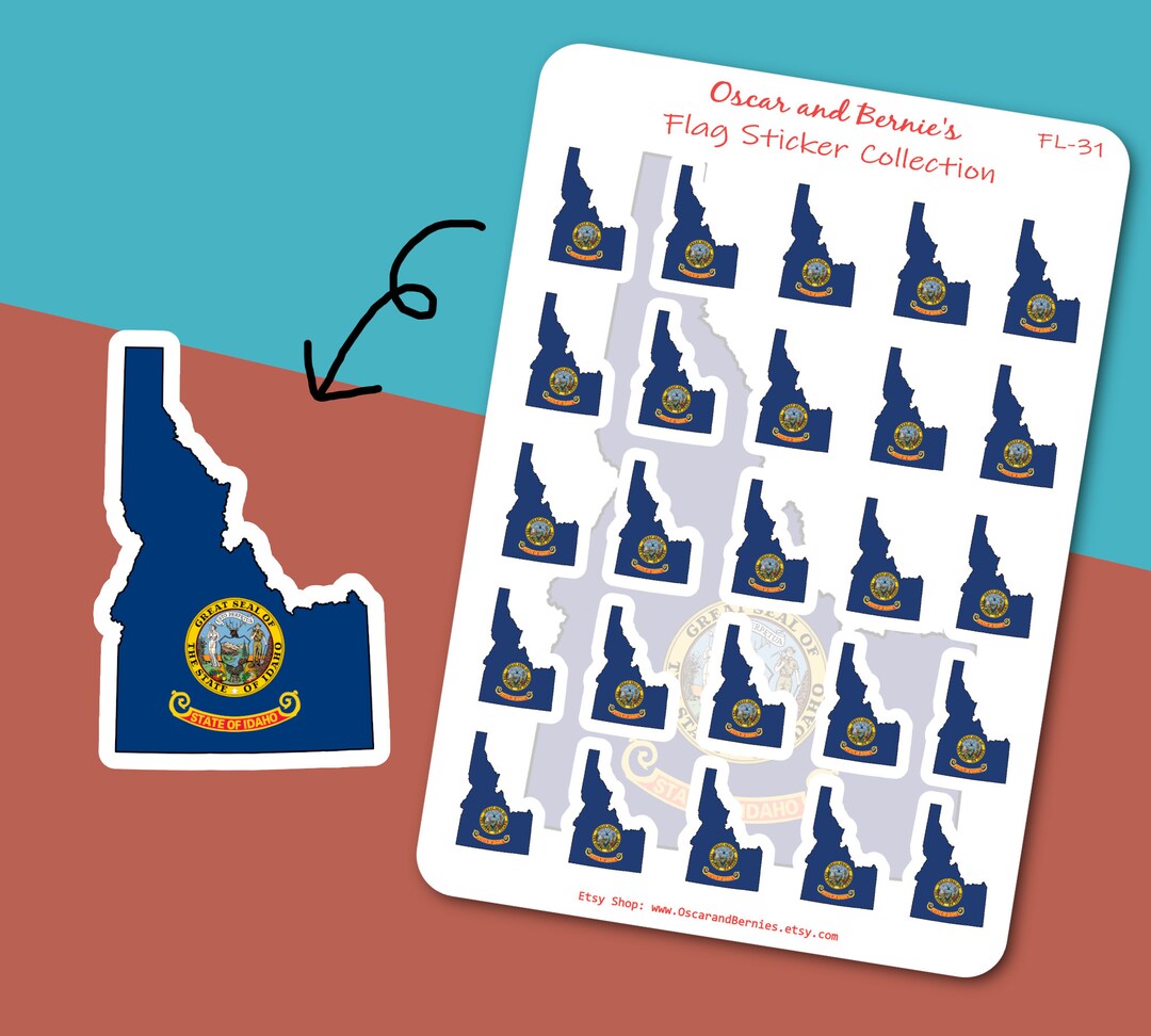 Idaho Flag Map Stickers: Glossy Journal Stickers - 25 Pack - Etsy