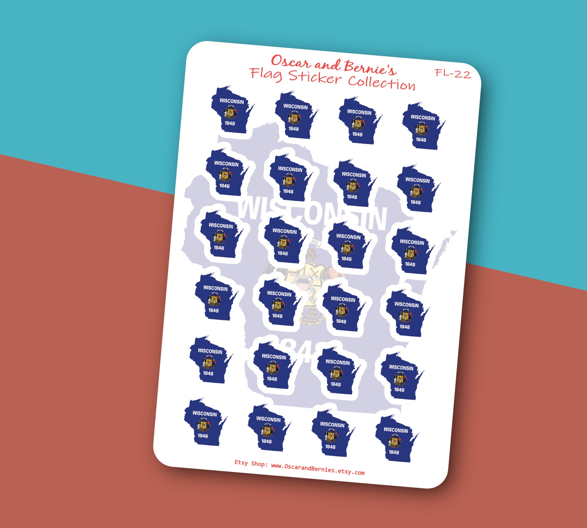 Wisconsin Map-shaped Flag Sticker Sheet Envelope & Journal - Etsy