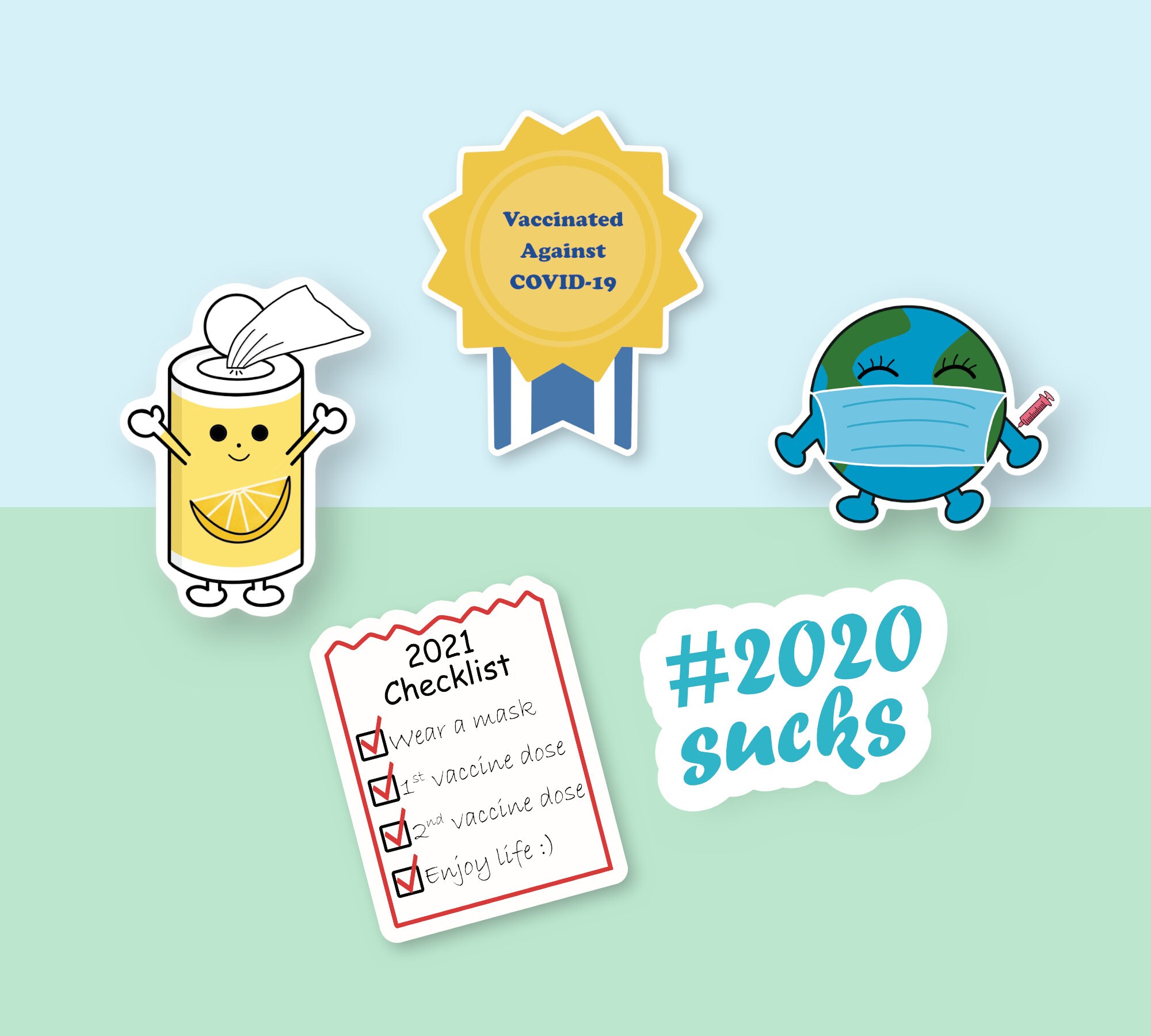 Pandemic Time Capsule Sticker Pack COVID Life 9 Individual Die-cut ...