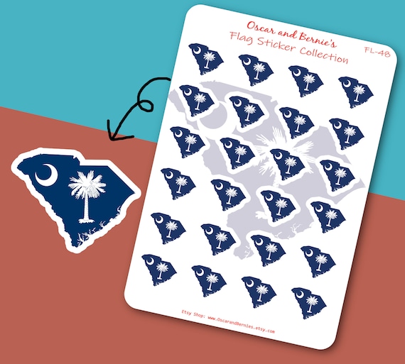 South Carolina Map-shaped Flag Sticker Sheet South Carolina - Etsy