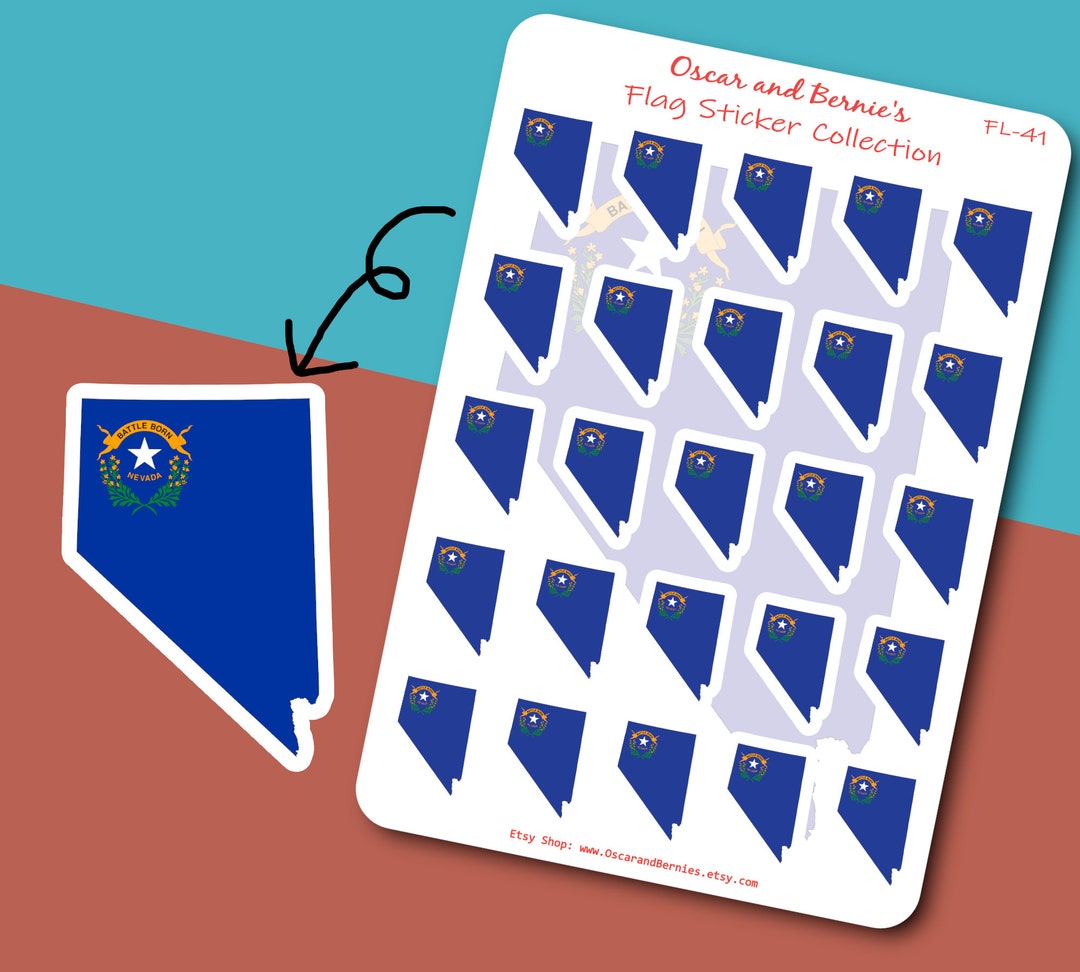 Nevada Flag Map Stickers: Glossy Journal Stickers (25 Ct) - Etsy