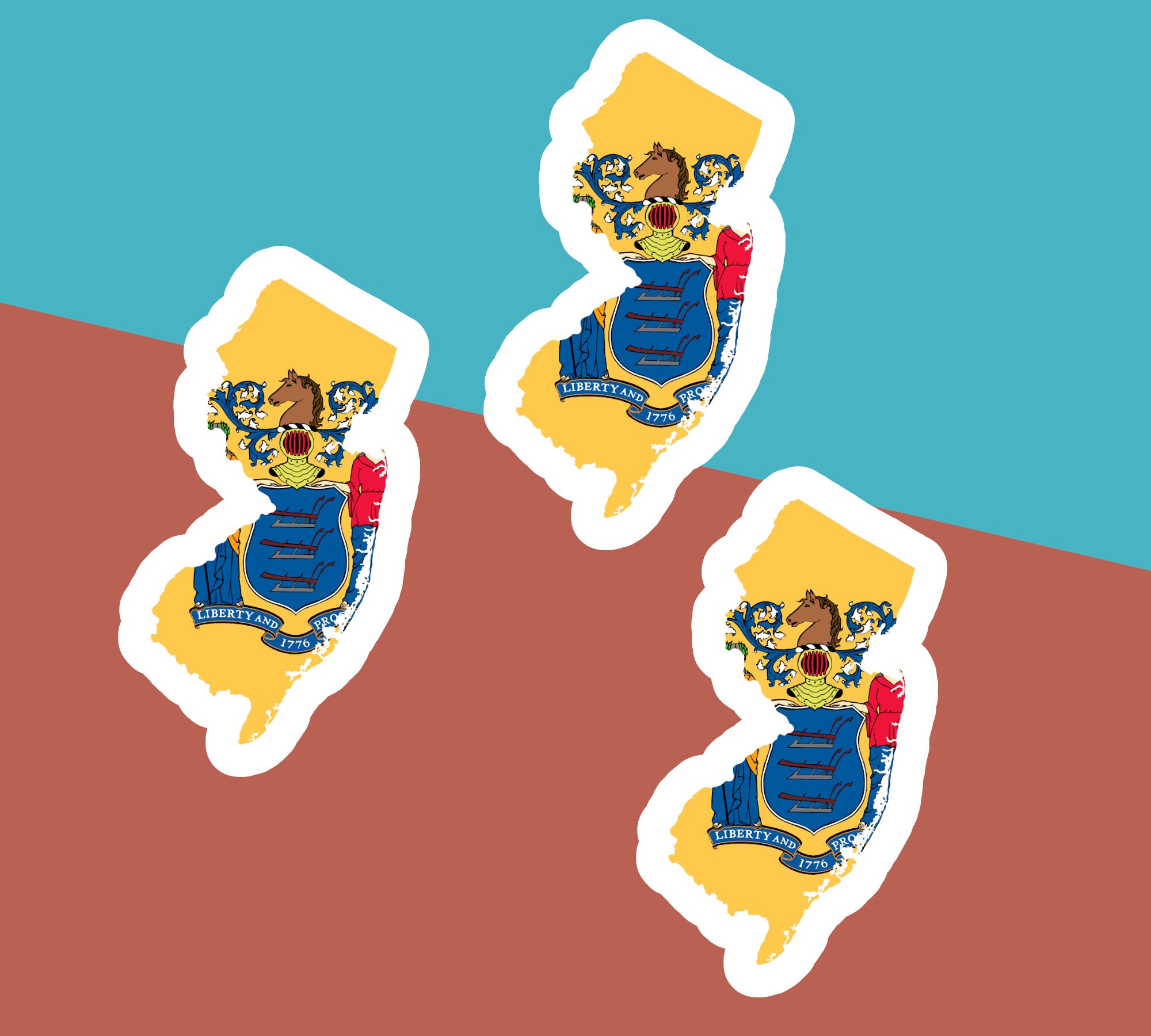 New Jersey Map-shaped Flag Sticker Sheet Envelope & Journal 30 ...