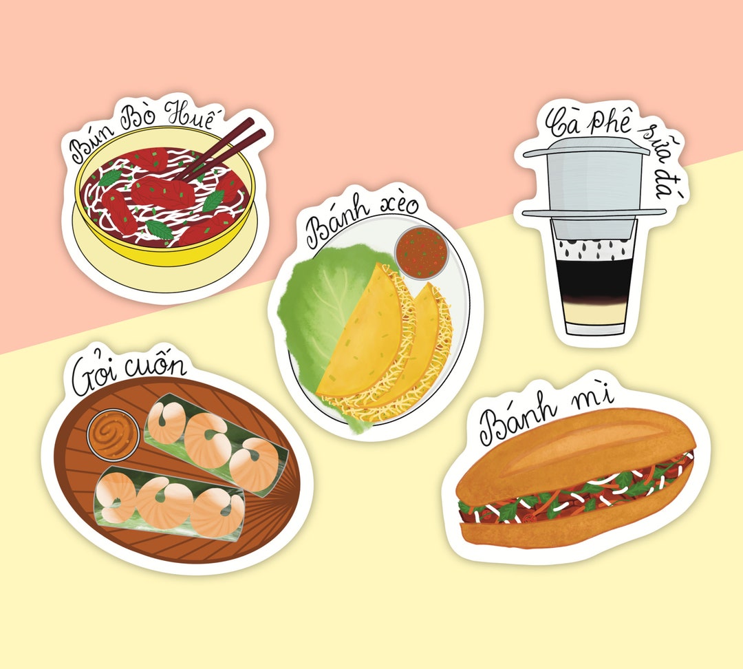 Vietnamese Foodies Sticker Pack | Asian Food Stickers | 5 Individual ...