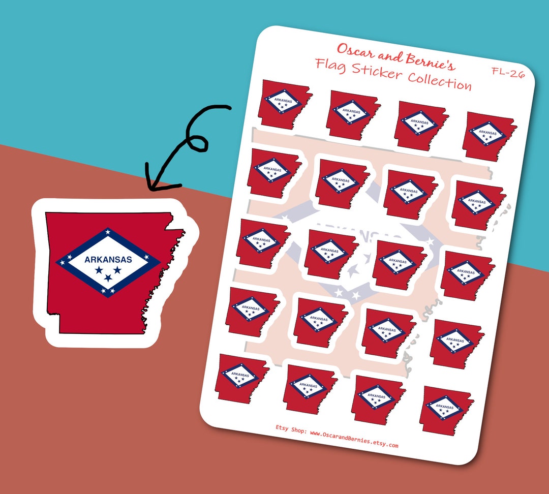 Arkansas Flag Map Sticker Sheet: Glossy Stickers for Journals - Etsy