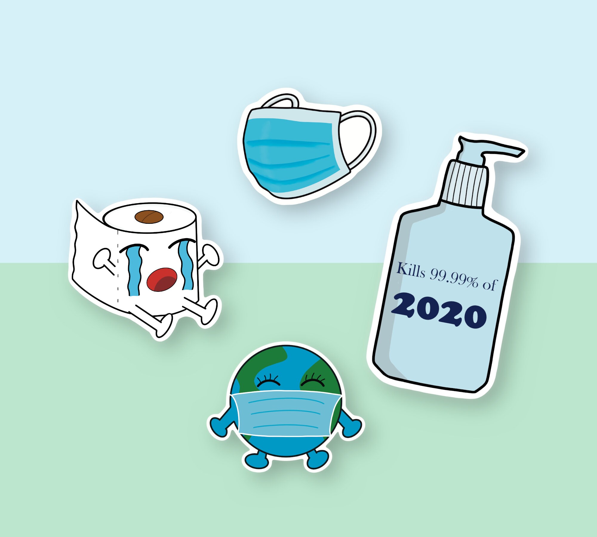 Pandemic Time Capsule Sticker Pack COVID Life 9 Individual Die-cut ...