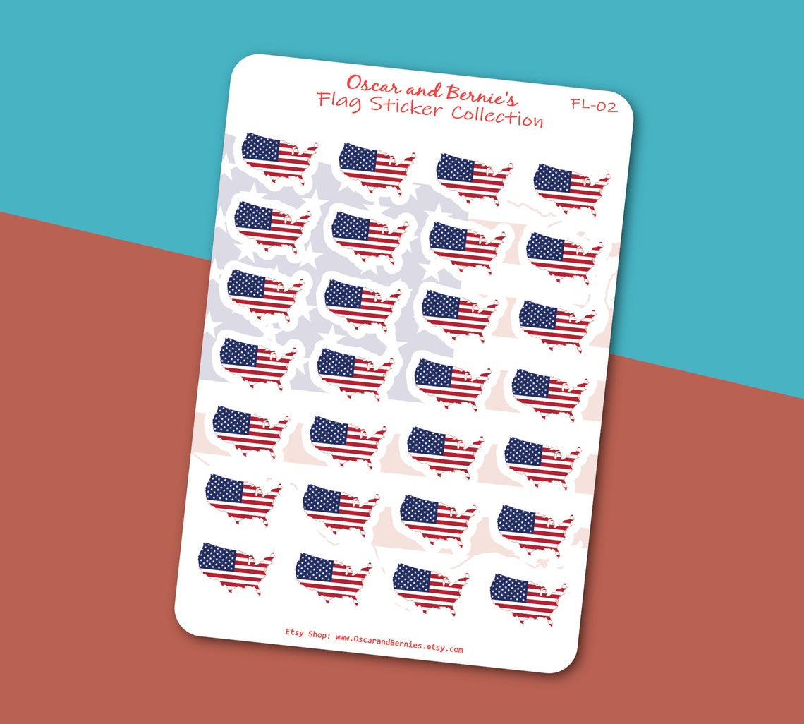 U.S Map-shaped Flag Sticker Sheet American Flag Stickers U.S. Flag ...