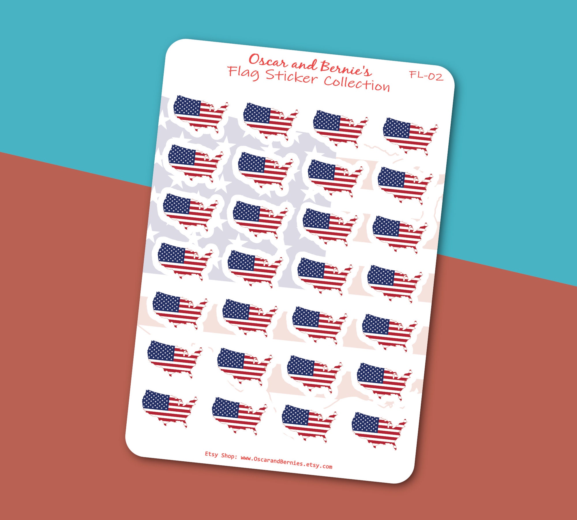 U.S Map-shaped Flag Sticker Sheet American Flag Stickers U.S. Flag ...