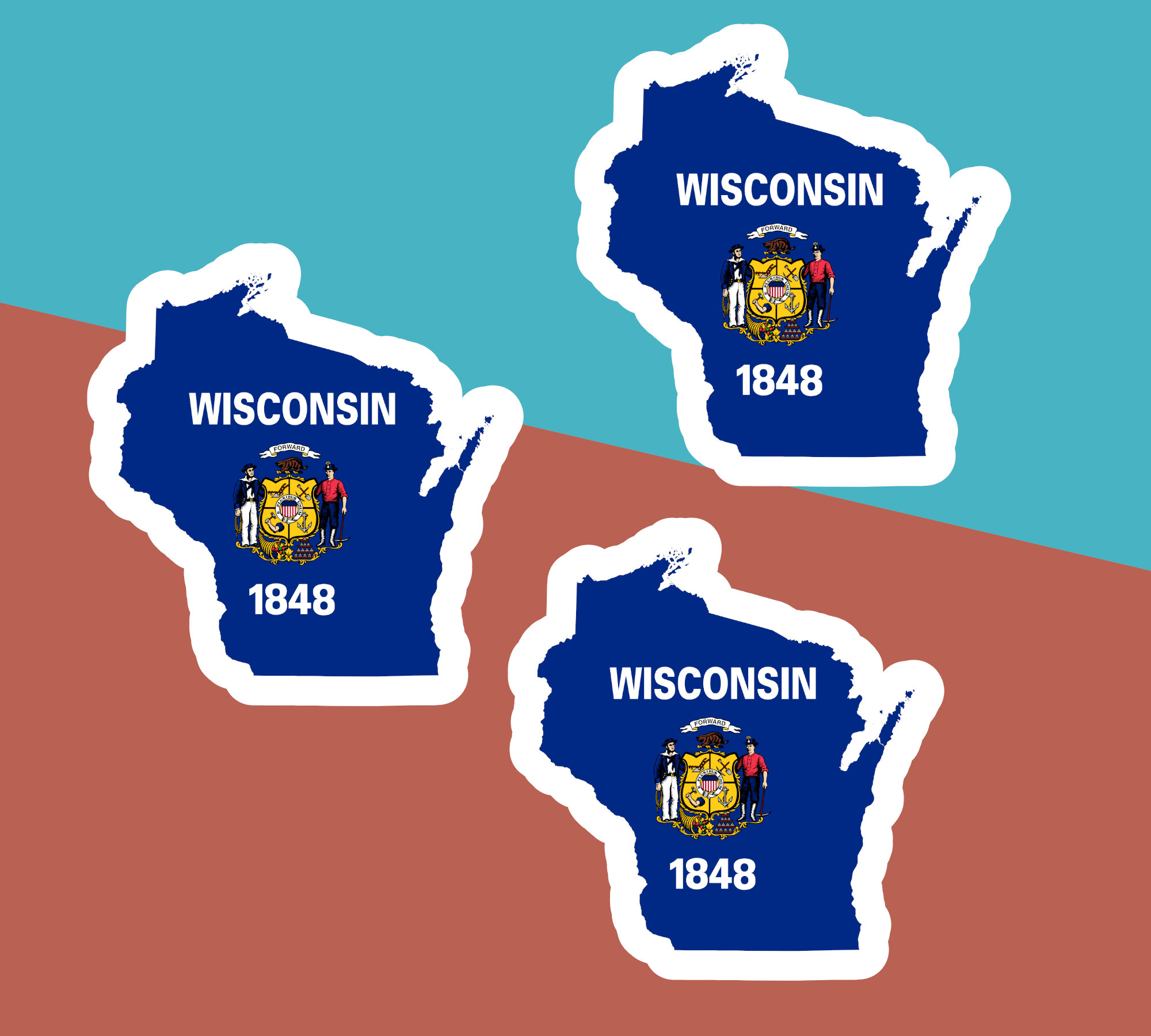 Wisconsin Map-shaped Flag Sticker Sheet Envelope & Journal - Etsy
