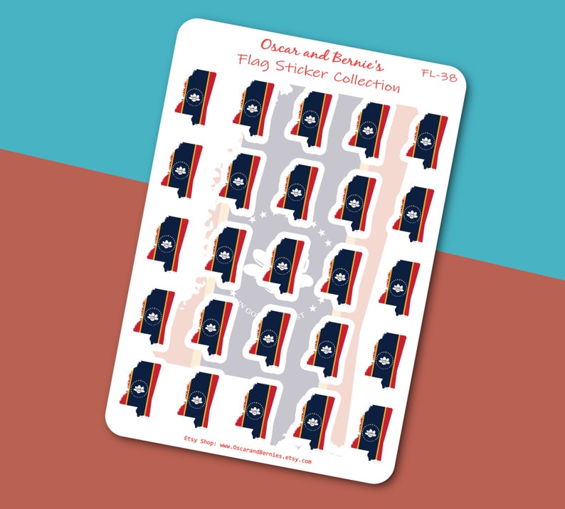 Mississippi Flag Map Stickers: Glossy Journal Stickers (25-piece) - Etsy