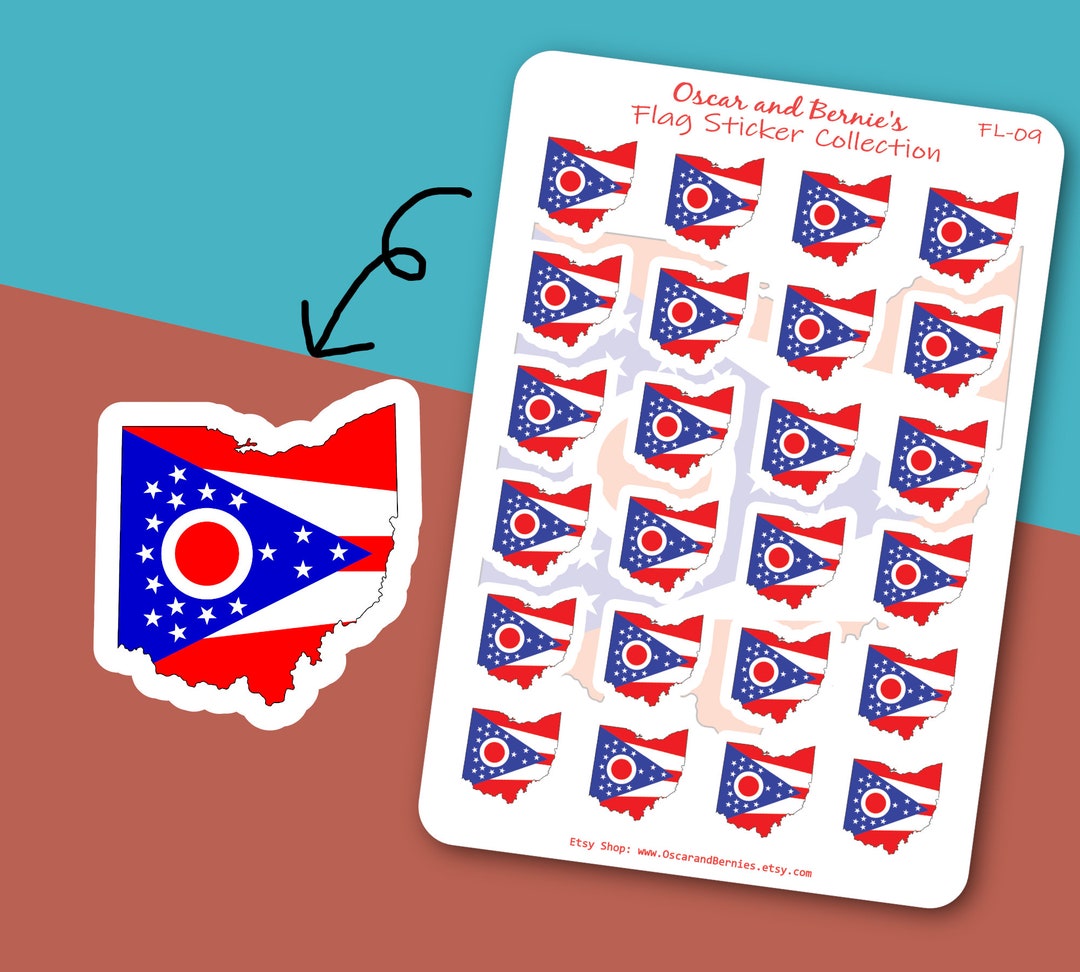 Ohio Map-shaped Flag Sticker Sheet | Ohio Flag Stickers | Envelope ...