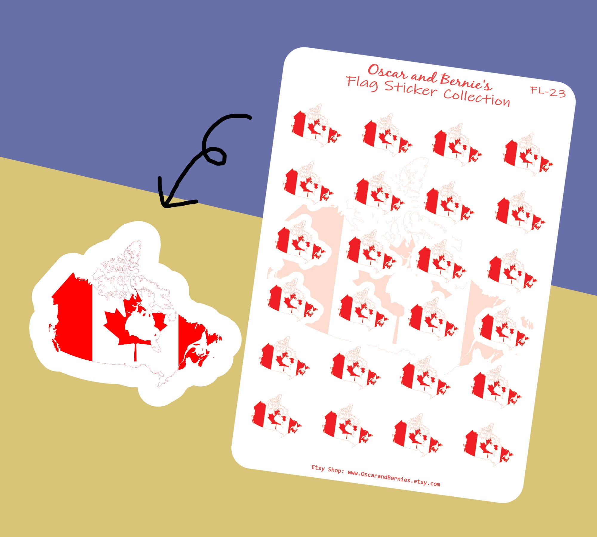 Canada Map-shaped Flag Sticker Sheet | Canada Flag Sticker | Map ...