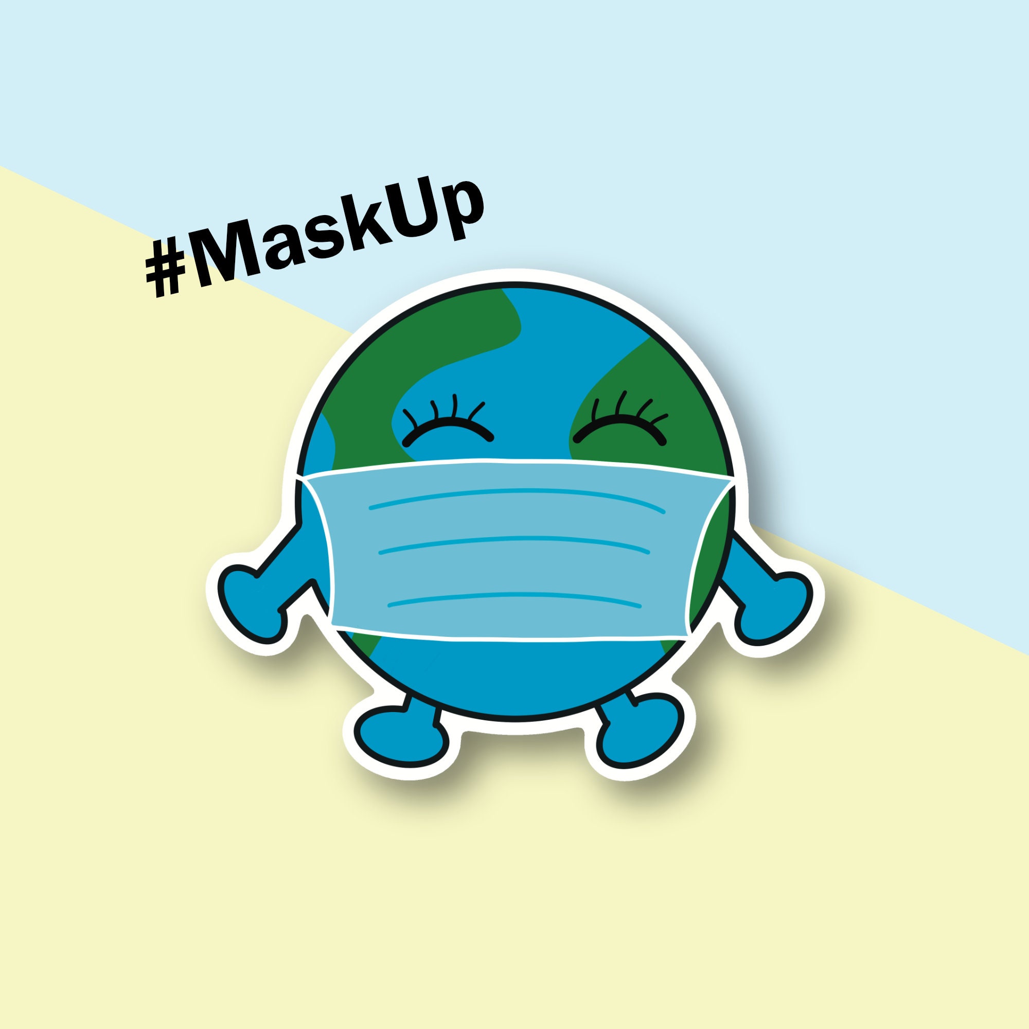 Cute Earth Wearing Face Mask Sticker 2020 Theme 2021 Theme - Etsy
