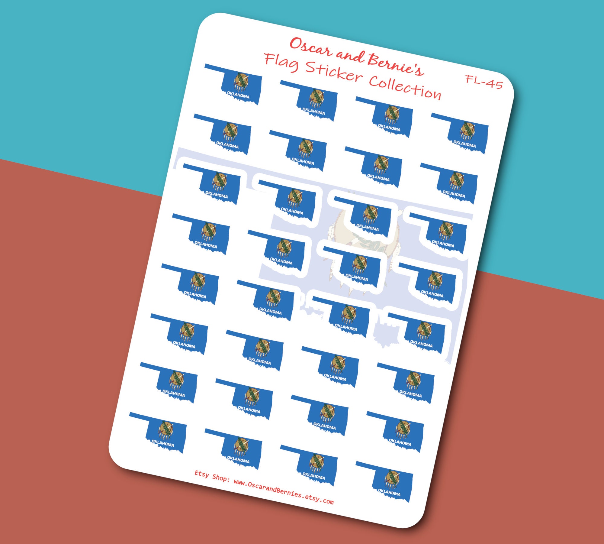 Oklahoma Map-shaped Flag Sticker Sheet Oklahoma Flag Envelope, Journal ...