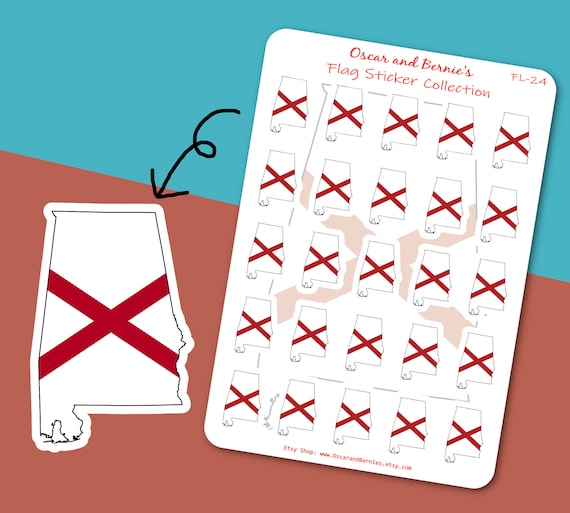 Alabama Map-shaped Flag Sticker Sheet Alabama Flag Envelope - Etsy