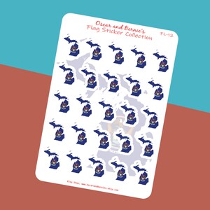 Michigan Map-shaped Flag Sticker Sheet | Envelope & Journal | 25 ...