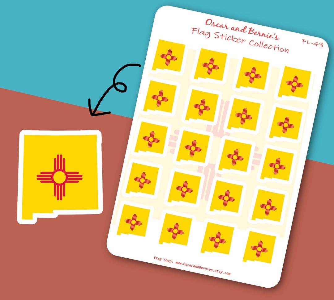 New Mexico Map-shaped Flag Sticker Sheet | New Mexico Flag | Envelope ...