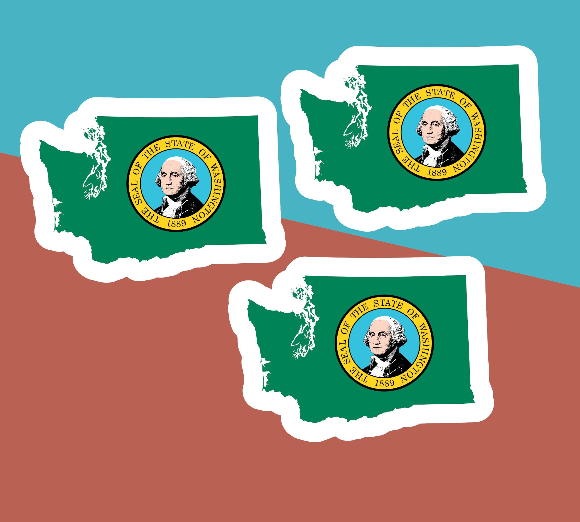 Washington Map-shaped Flag Sticker Sheet Envelope & Journal 28 ...