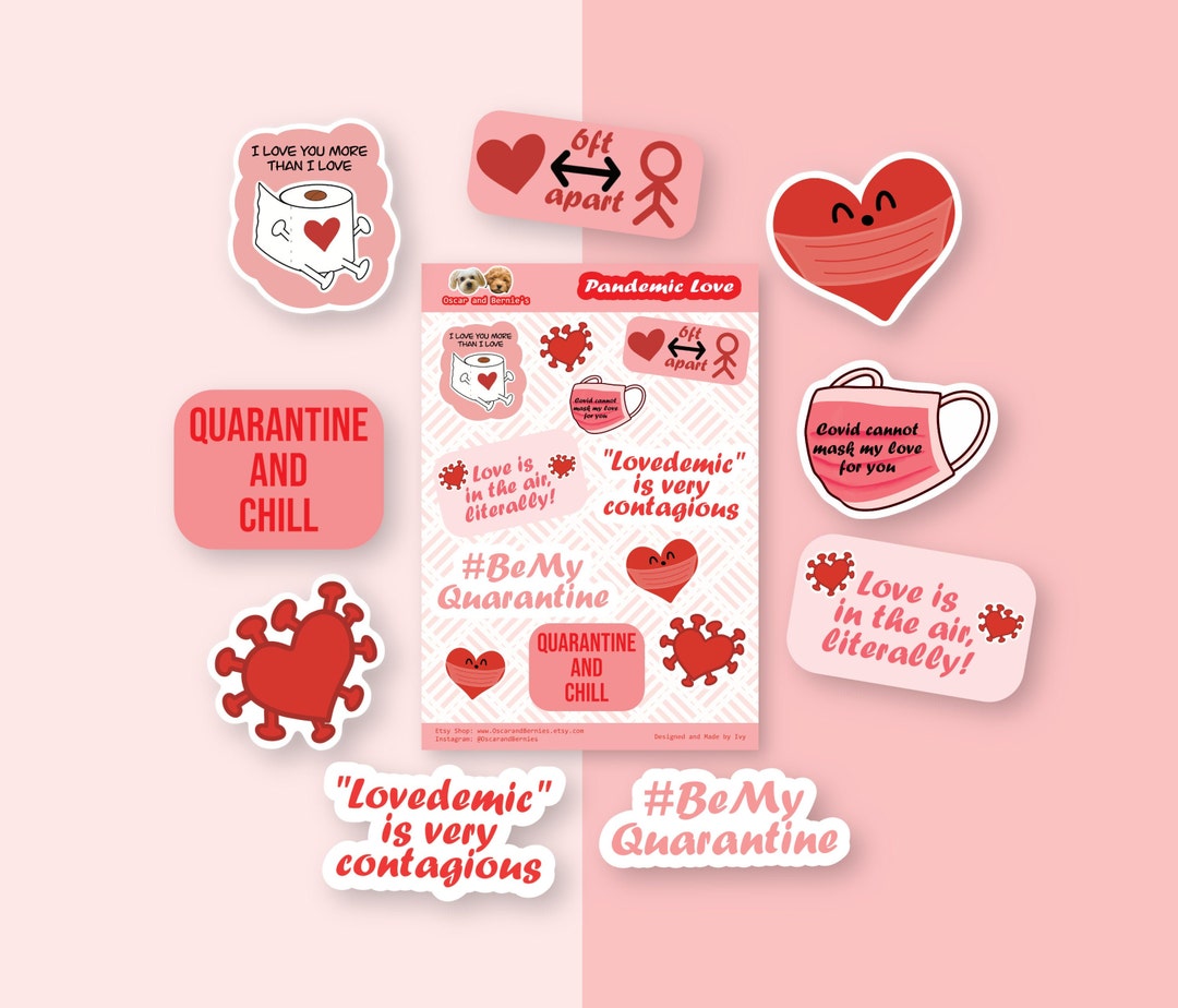 Love During Pandemic Sticker Sheet Valentine's During Covid Stickers ...