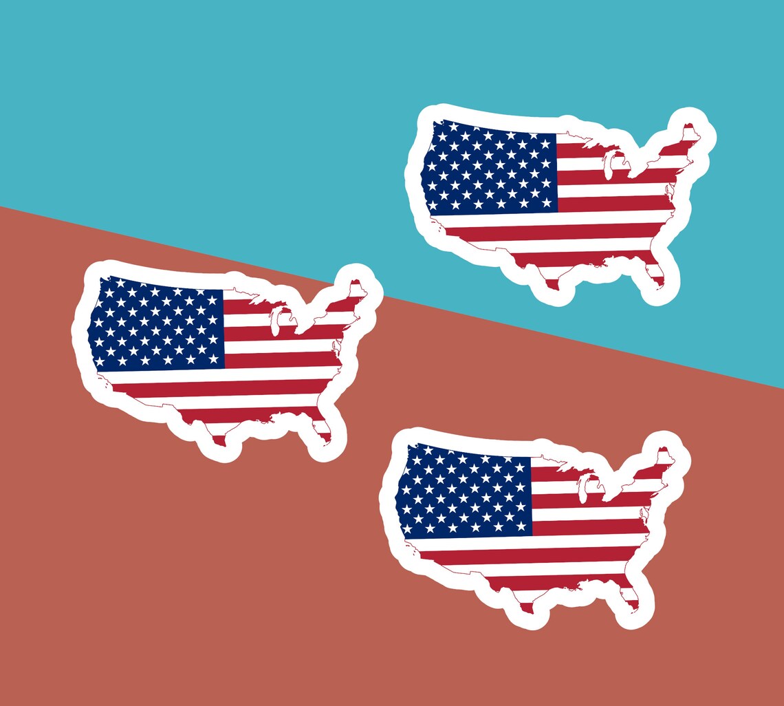 U.S Map-shaped Flag Sticker Sheet American Flag Stickers U.S. Flag ...