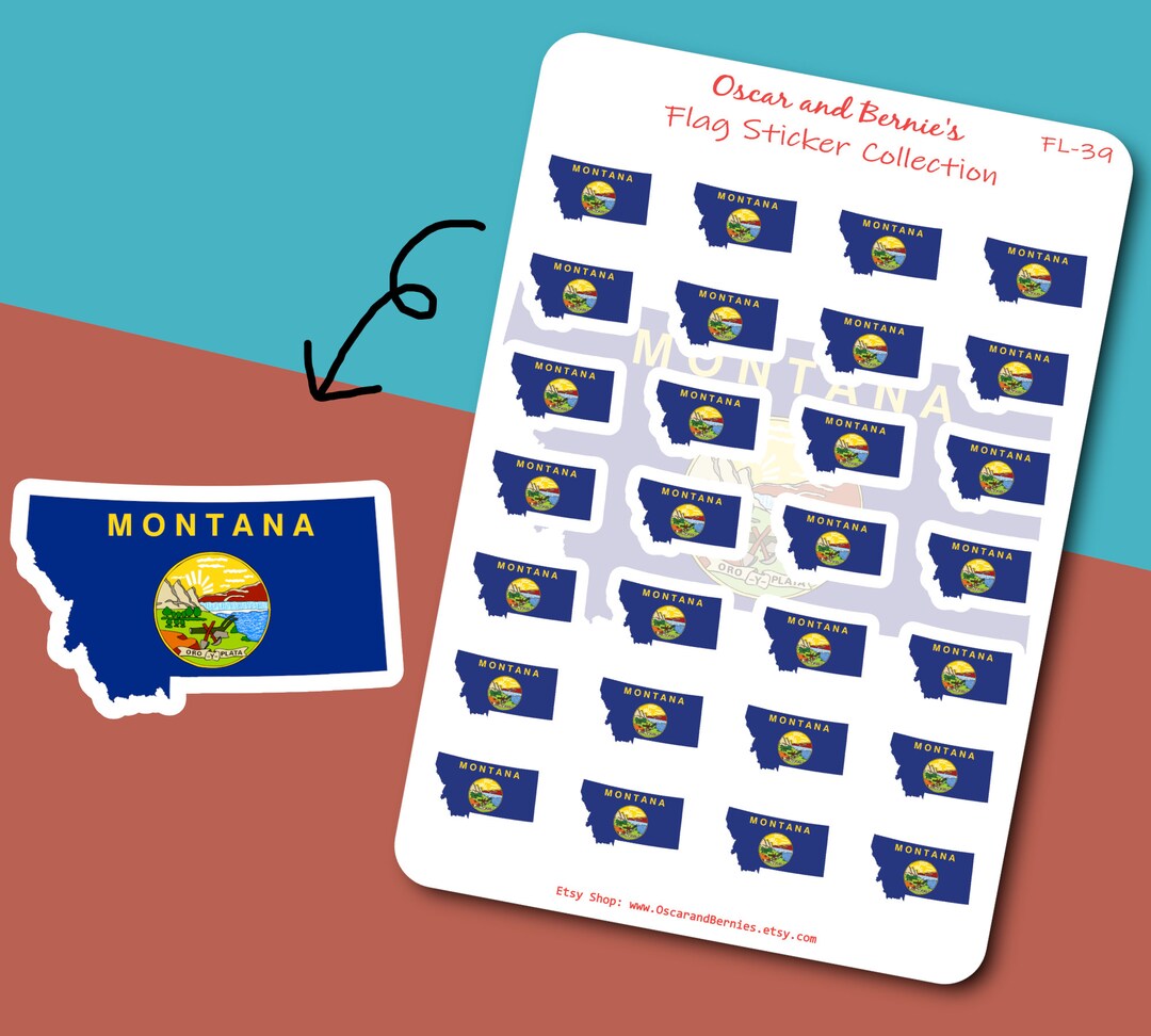 Montana Flag Map Stickers: Glossy Journal Stickers (28 Ct) - Etsy