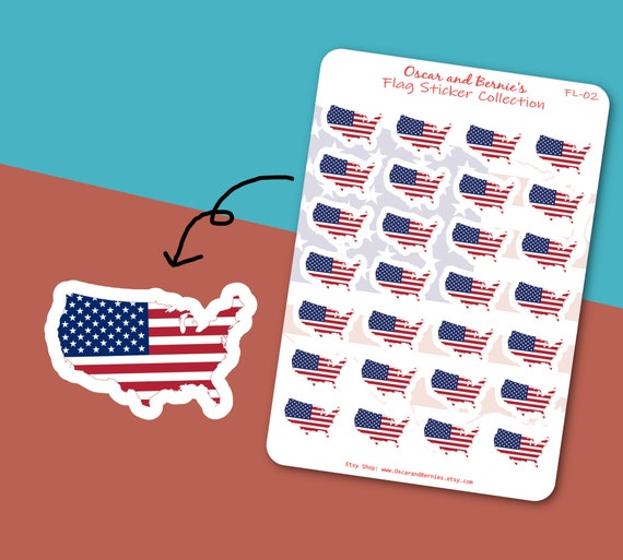 U.S Map-shaped Flag Sticker Sheet American Flag Stickers - Etsy