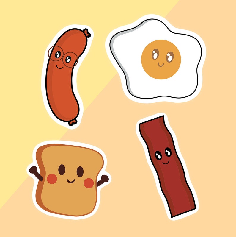 Cute Breakfast Food Sticker Sheet Journal Stickers | Etsy