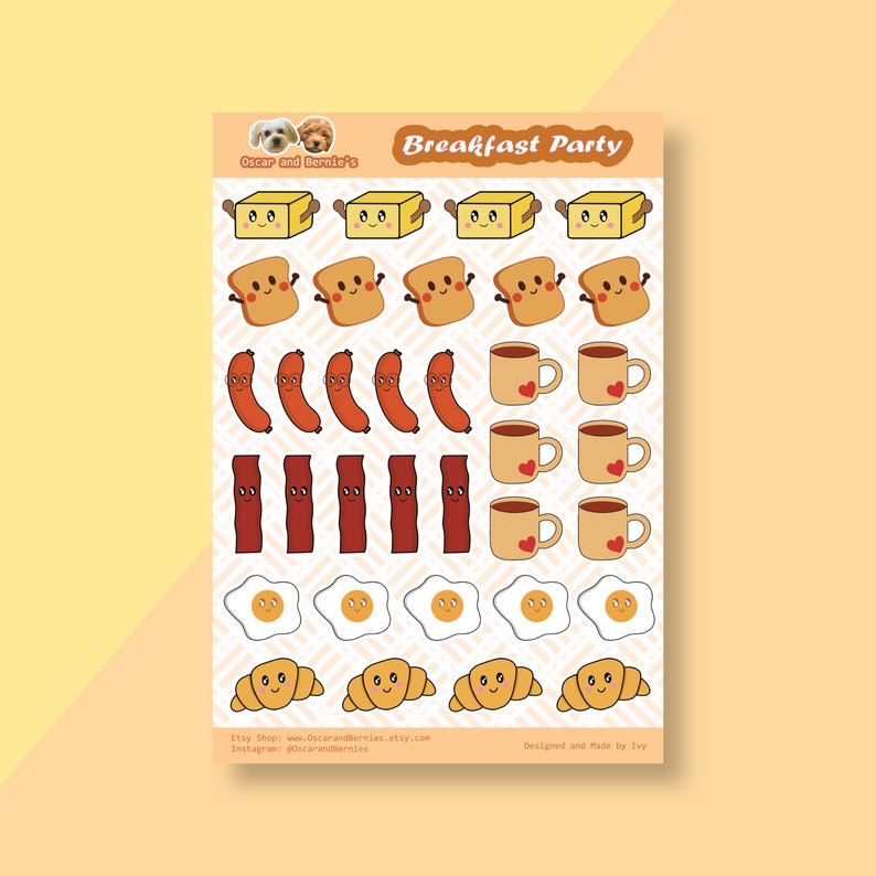 Cute Breakfast Food Sticker Sheet Journal Stickers - Etsy