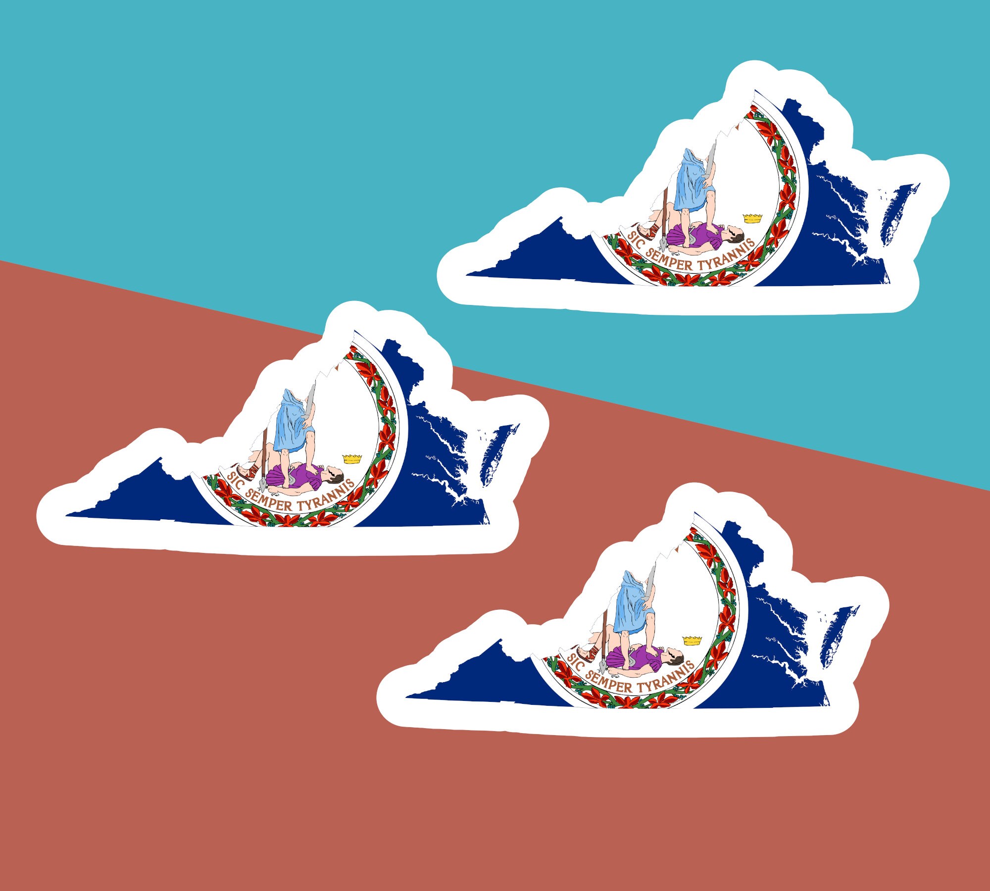 Virginia Map-shaped Flag Sticker Sheet | Envelope & Journal | 24 ...