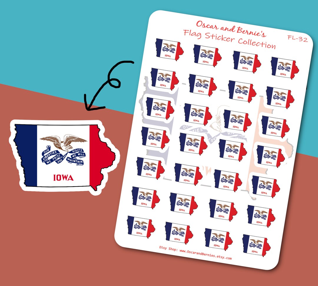 Iowa Flag Map Stickers: Glossy Scrapbook Stickers (28 Ct) - Etsy
