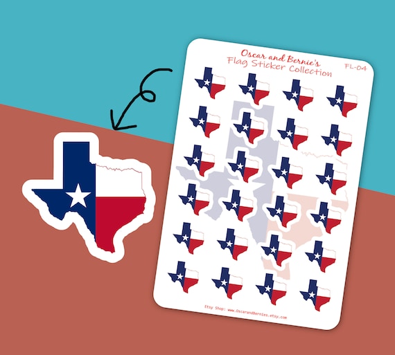 Texas Map-shaped Flag Sticker Sheet Texas Flag Stickers - Etsy