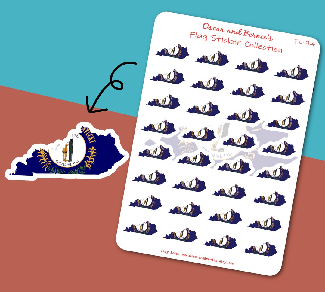 Kentucky Map-shaped Flag Sticker Sheet | Kentucky Flag | Envelope ...