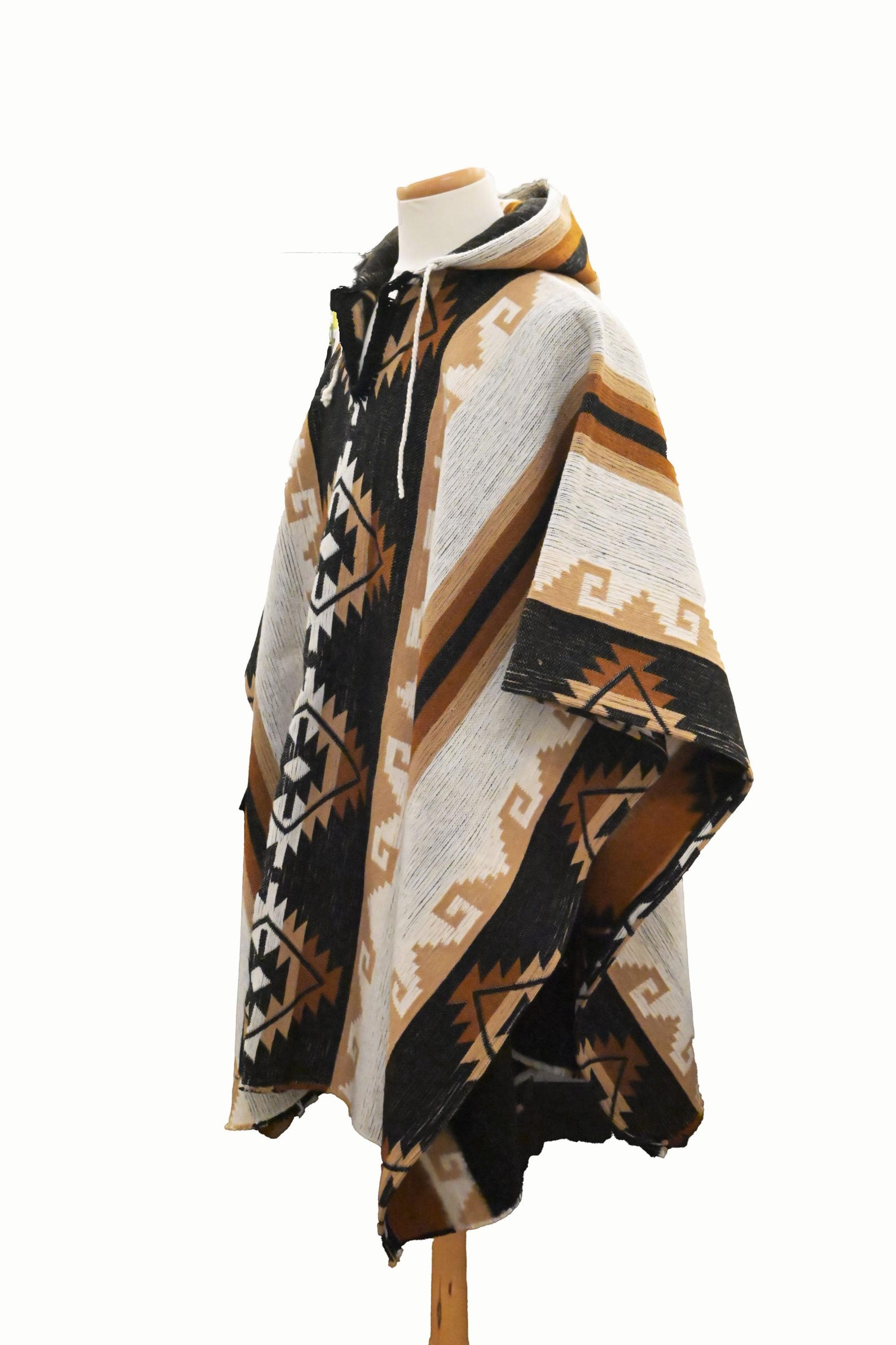 Geometric Poncho Brown, Native Poncho, Southwestern Poncho, Poncho ...